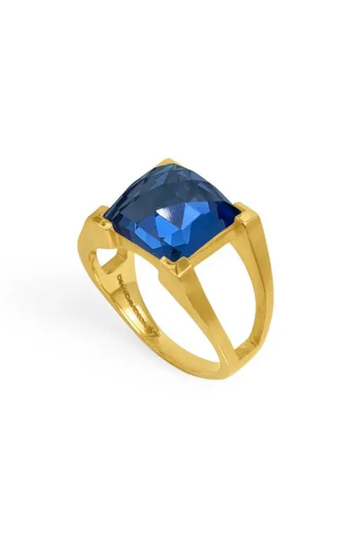 DEAN DAVIDSON Mini Plaza Simulated Tanzanite Signet Ring - Midnight Blue/gold