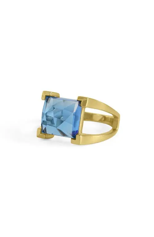 DEAN DAVIDSON Mini Plaza Simulated Tanzanite Signet Ring - Midnight Blue/gold