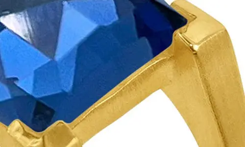DEAN DAVIDSON Mini Plaza Simulated Tanzanite Signet Ring - Midnight Blue/gold