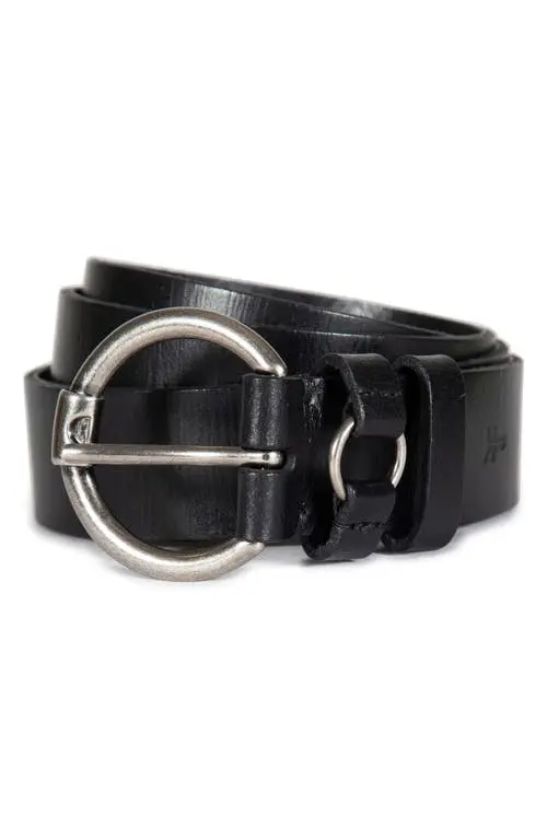 Frye Leather Ring Keeper Belt - Black And Antique Nickel