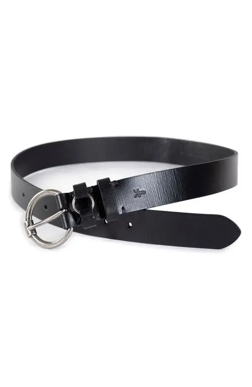 Frye Leather Ring Keeper Belt - Black And Antique Nickel