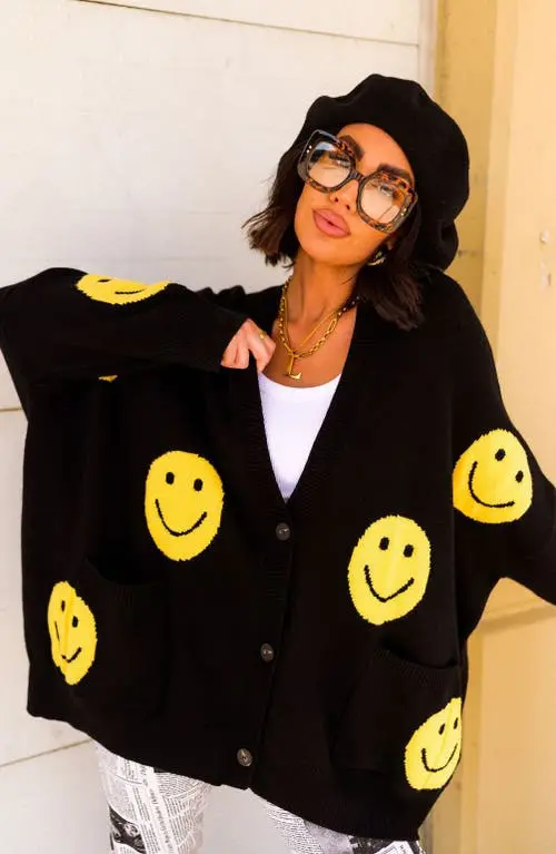 DRESSED IN LALA Oversized Intarsia Cardigan