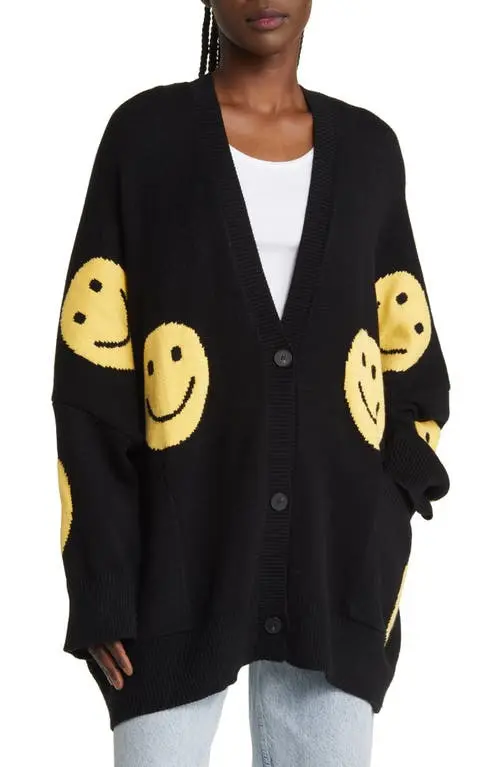 DRESSED IN LALA Oversized Intarsia Cardigan