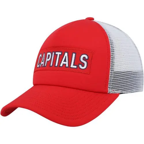 Adidas White Washington Capitals Team Plate Trucker Snapback Hat