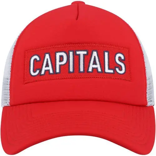 Adidas White Washington Capitals Team Plate Trucker Snapback Hat