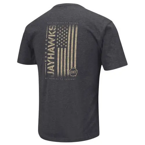 COLOSSEUM Kansas Jayhawks Big & Tall Oht Military Appreciation Playbook T-shirt - Heather Black