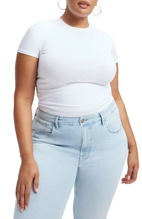 Good American Stretch Cotton Baby Tee - White