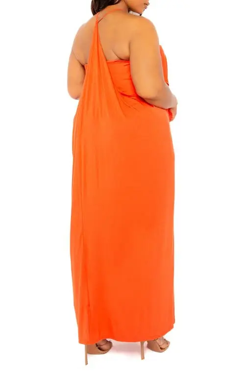 BUXOM COUTURE Cascade Ruffle Racerback Maxi Dress - Rust