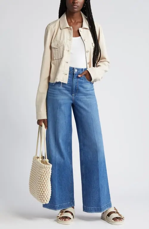 Paige Pacey Raw Hem Crop Twill Jacket - Soft Beige