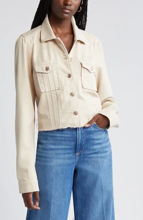 Paige Pacey Raw Hem Crop Twill Jacket - Soft Beige