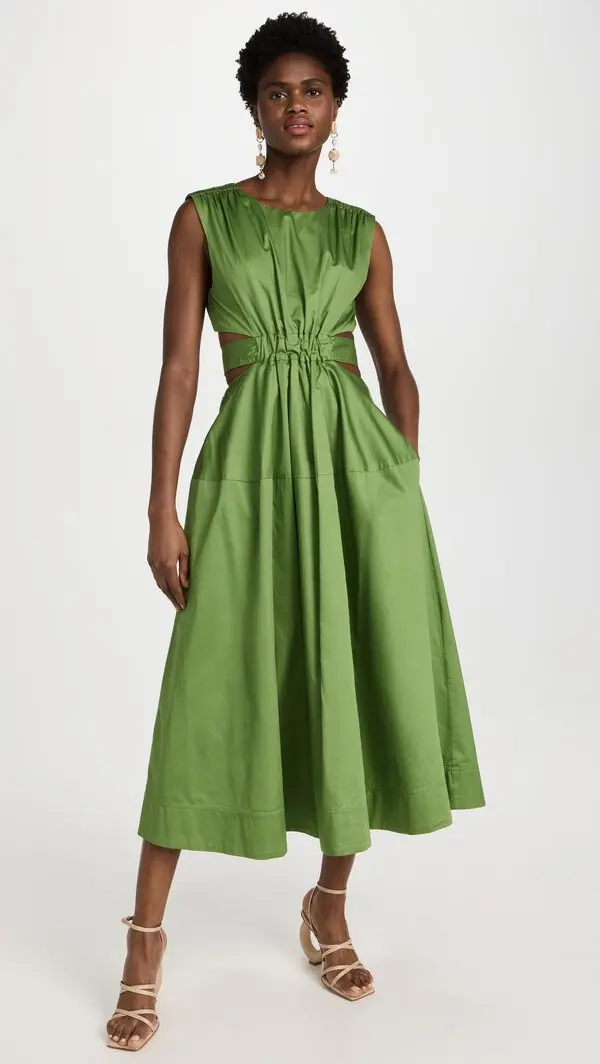 Aje Zorina Tie Midi Dress In Fern Green - 70% Off | Editorialist