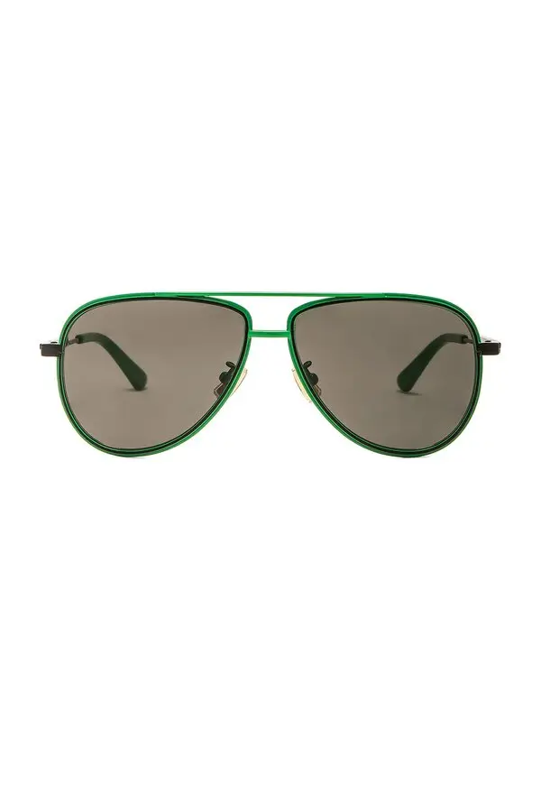 Bottega Veneta Light Ribbon Aviator Sunglasses - Green