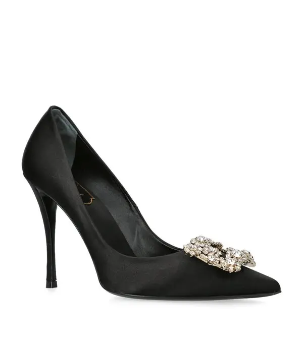 ROGER VIVIER Satin Flower Strass 100 Pumps