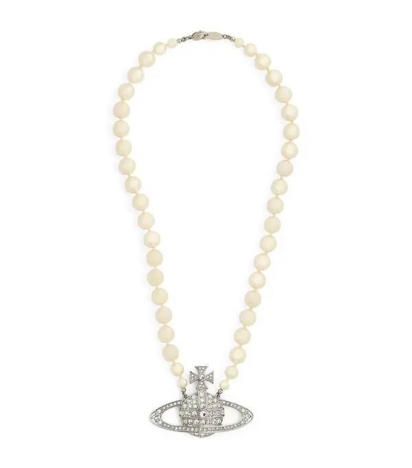 VIVIENNE WESTWOOD Pearl Bas Relief Necklace - Silver