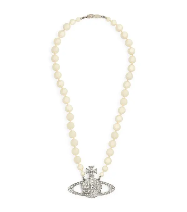 VIVIENNE WESTWOOD Pearl Bas Relief Necklace - Silver