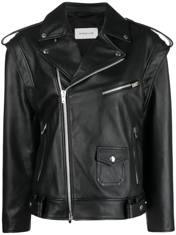 ARMARIUM Off-centre Zip Leather Jacket