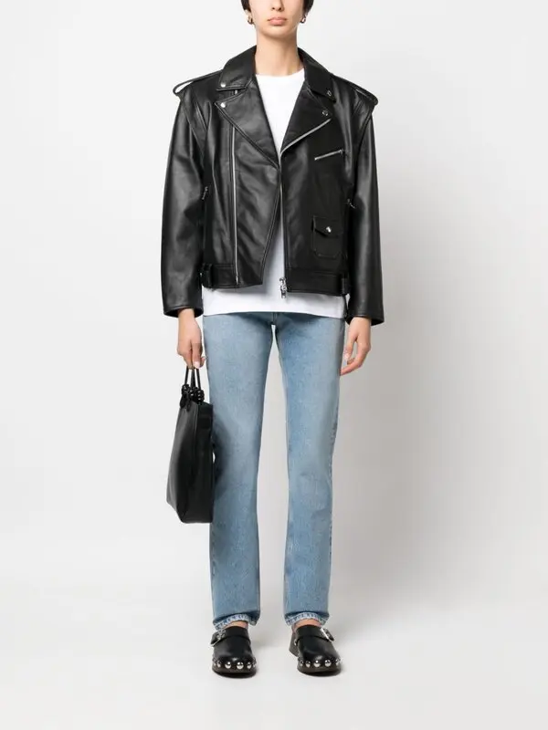 ARMARIUM Off-centre Zip Leather Jacket