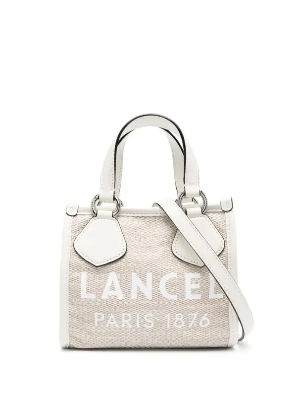 LANCEL Logo-print Leather Tote Bag - Neutrals