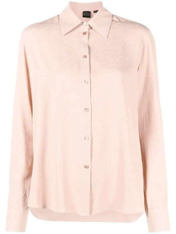 Pinko Jacquard-logo Long-sleeve Shirt - Pink