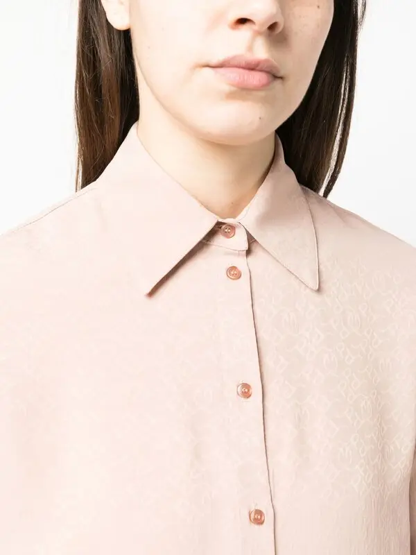Pinko Jacquard-logo Long-sleeve Shirt - Pink