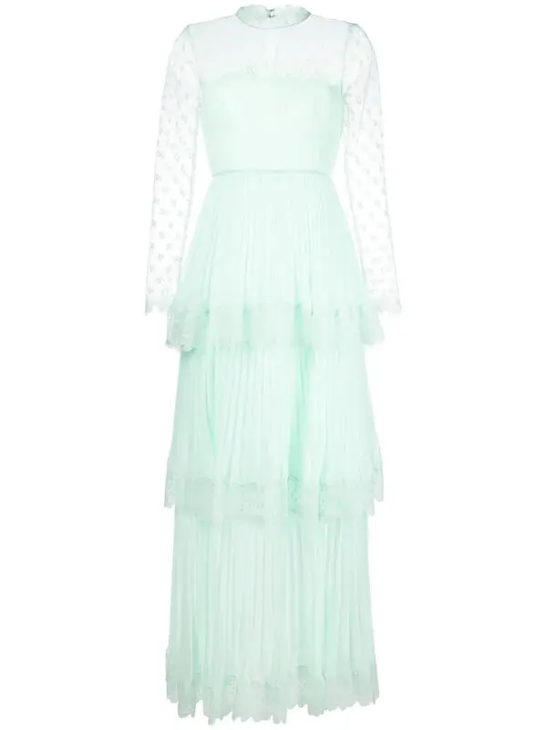 self portrait green chiffon maxi dress Green Rhinestone Maxi Dress – self-portrait