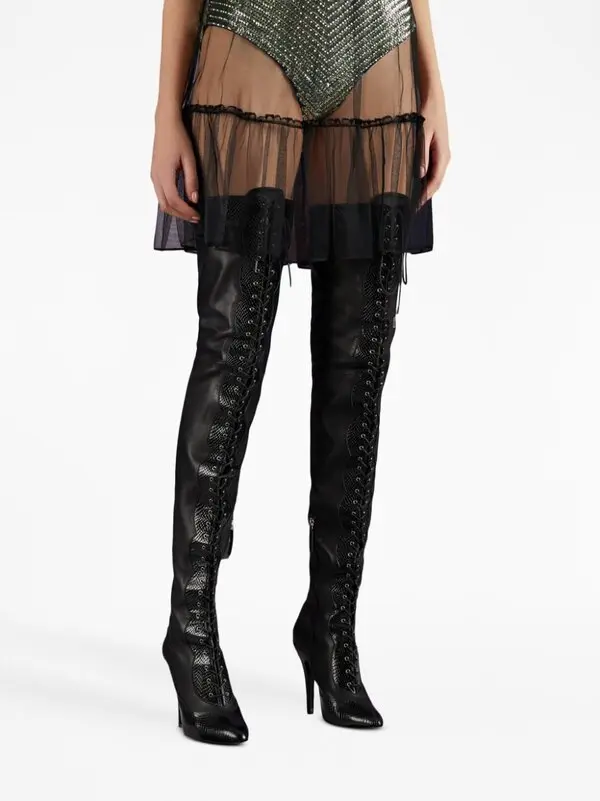 Gucci Harriet Leather Thigh-high Boots