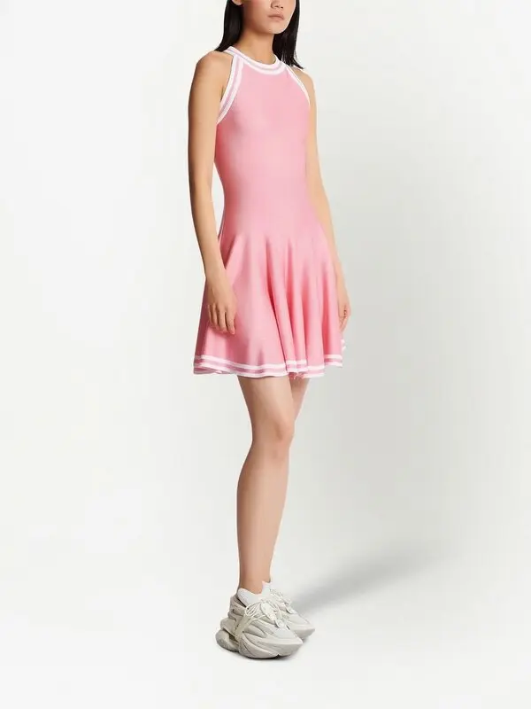 Balmain Contrast-knit Sleeveless Skater Dress