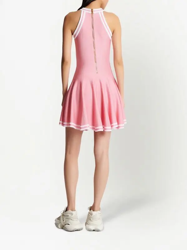 Balmain Contrast-knit Sleeveless Skater Dress