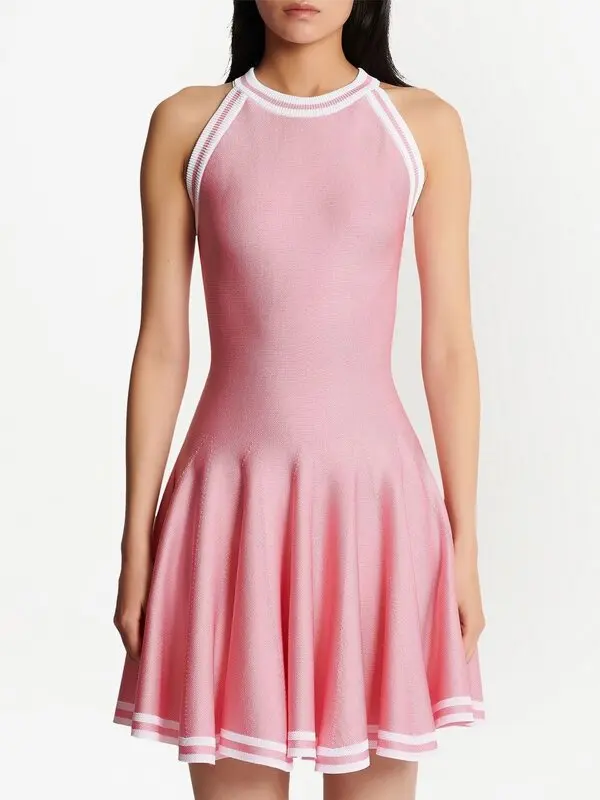 Balmain Contrast-knit Sleeveless Skater Dress