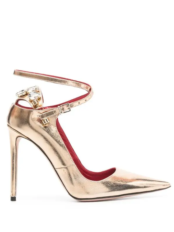 HARDOT 115mm Metallic Ankle-strap Pumps
