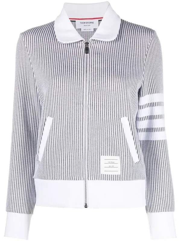 Thom Browne 4-bar Seersucker Zipped Jacket - Grey