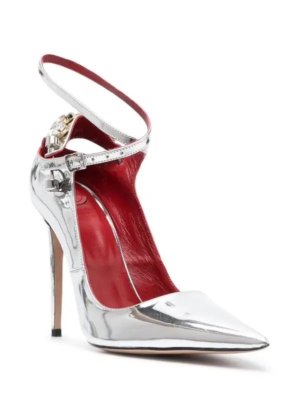 HARDOT 120mm Metallic Leather Pumps - Silver