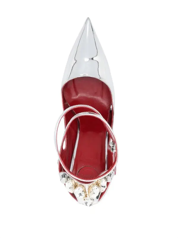 HARDOT 120mm Metallic Leather Pumps - Silver