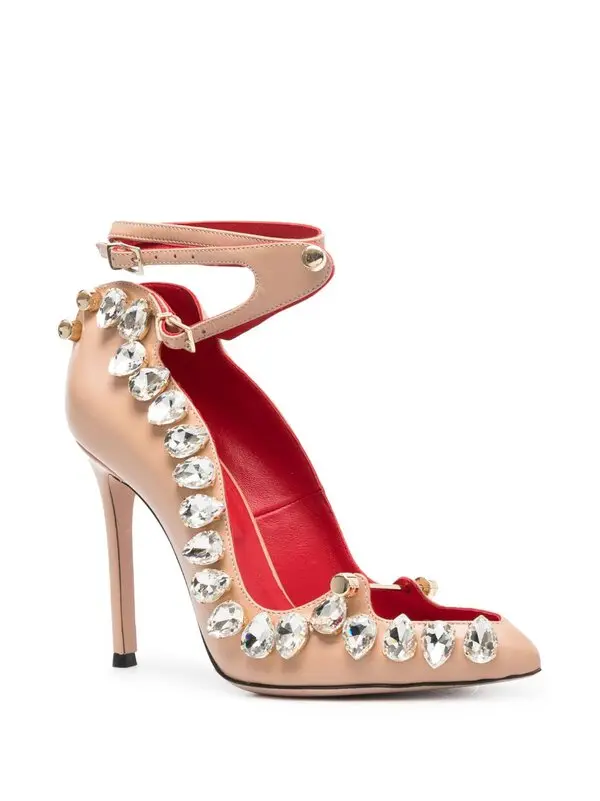HARDOT 120mm Crystal-embellished Ankle-strap Pumps