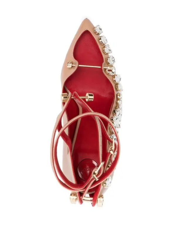 HARDOT 120mm Crystal-embellished Ankle-strap Pumps