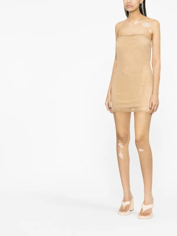 Alexander Wang Embellished Mesh Minidress - Neutrals