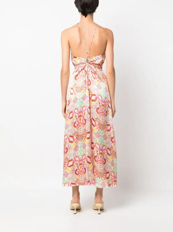 FORTE_FORTE Geometric-pattern Midi Dress - Neutrals