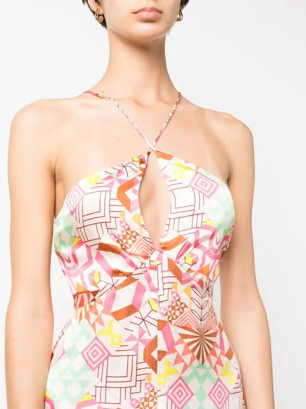 FORTE_FORTE Geometric-pattern Midi Dress - Neutrals