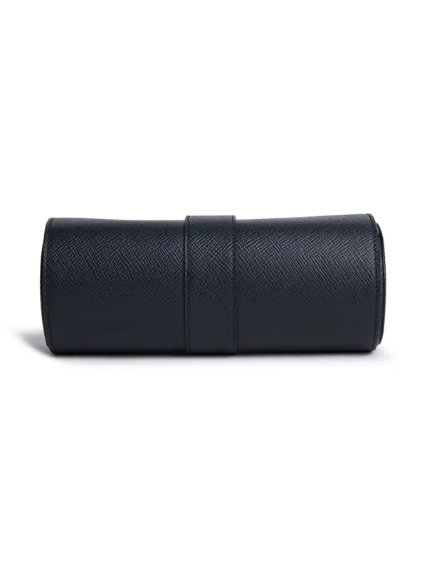 Smythson Panama Leather 3-watch Roll - Black
