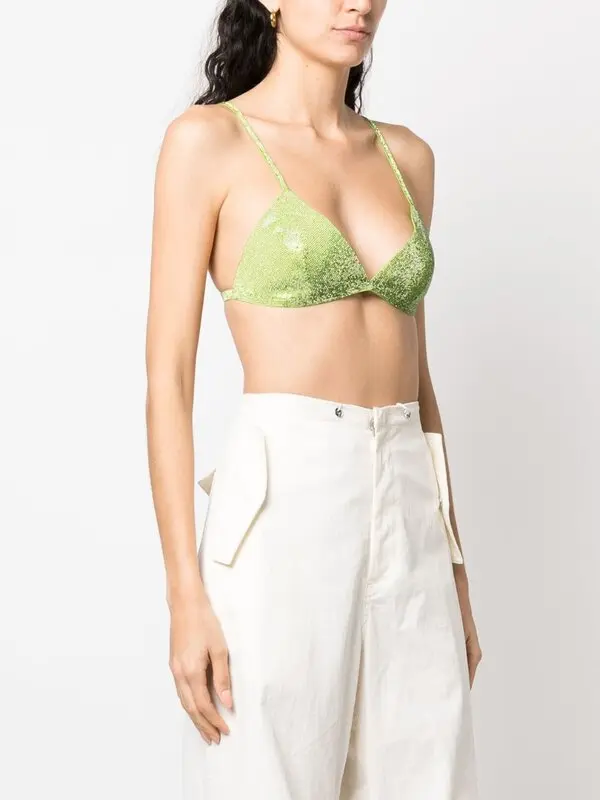 NUE Rhinestone Embellished Triangle Bra Top
