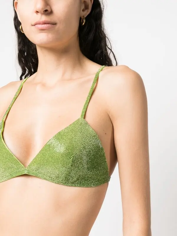 NUE Rhinestone Embellished Triangle Bra Top