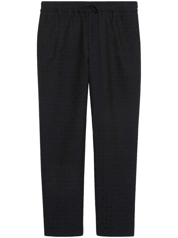 Gucci Horsebit Jacquard Drawstring Trousers - Blue