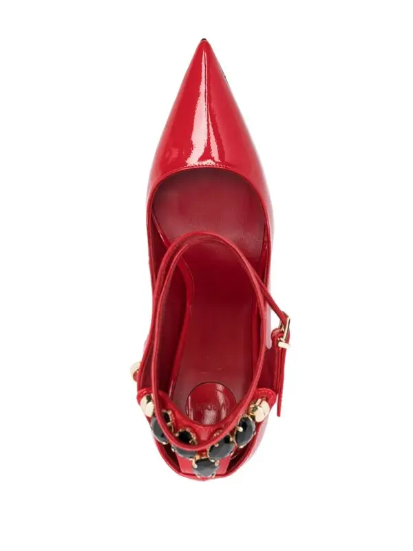 HARDOT 120mm Crystal-embellished Leather Pumps - Red