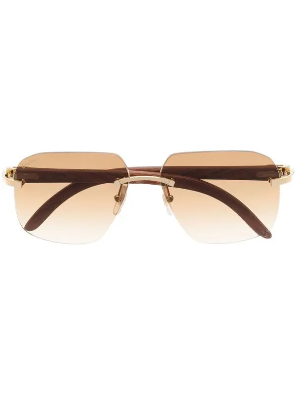 Cartier Tinted Square-frame Sunglasses - Gold