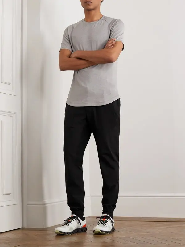 Lululemon License To Train Slim-fit Tapered Stretch Recycled-shell Track Pants - Black