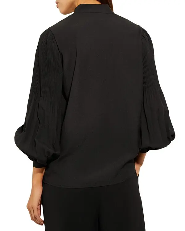 Misook Pleated Balloon Sleeve Blouse