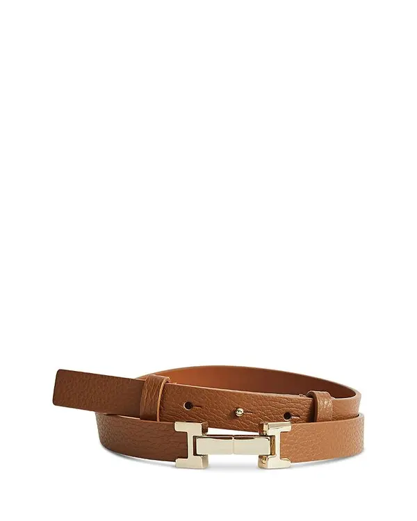 REISS Hayley Metal Hardware Leather Belt - Tan