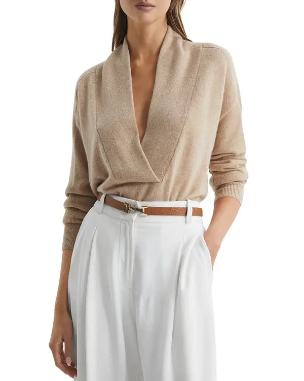 REISS Hayley Metal Hardware Leather Belt - Tan