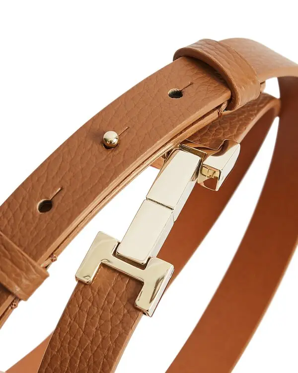 REISS Hayley Metal Hardware Leather Belt - Tan