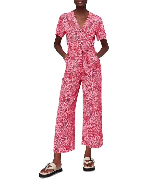 Whistles Diagonal Leopard Print Jumpsuit - Pink/multi